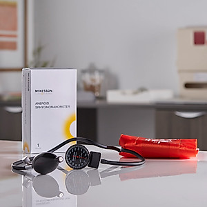 McKesson Deluxe Pocket Aneroid Sphygmomanometer, Blood Pressure with Cuff, Orange, Adult Large, 1 Count