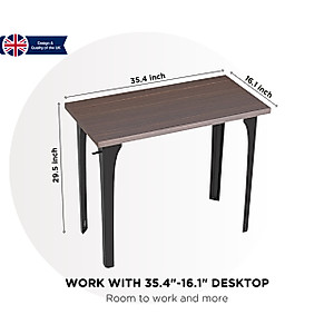 DINIAL Home Office Computer Desk 35.4 inch Gaming Desk, Modern and Minimalist Home Office Desk, Home Office Desks, Study Desk, Craft Table Black Metal Designed Frame, Dark Brown Board Color.