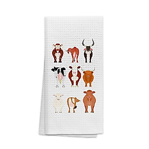 OHSUL Cute Cartoon Cows Heifers Bull Highly Absorbent Kitchen Towels Dish Towels Dish Cloth,Funny Cow Hand Towels Tea Towel for Bathroom Kitchen Decor,Cow Lovers Farm Girls Women Gifts