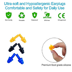 Silicone Ear Plugs for Sleeping,12 Pairs Soft Waterproof Noise Canceling Reduction Earplugs Waterproof Reusable Sound Blocking Earplugs for Concert,Swimming,Study,Loud Noise,Snoring (12 Pack)