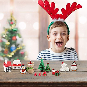 LovesTown 38 PCS Fairy Garden Christmas Accessories, Christmas Miniature Ornaments, DIY Snow Globe Figurines, Christmas Decorations for Christmas Party