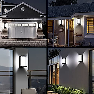 LEDMO 15w LED Outdoor Porch Modern Wall Light with American mounting Plate Wall Mount Sconce 6000K Cool White Ip65 Waterproof Porch Lamps for Garage Corridor Backyard Garden Balcony