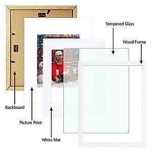 Golden State Art, 11x14 White Picture Frame, Wood Frame And Tempered Glass, Display for 8x10 Picture with Mat or 11x14 picture without Mat Wall Display, 1 Pack