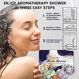 Shower Bombs Aromatherapy Gift Set- 6 Shower Steamers Vapor Tablets with Organic Essential Oils for Stress Relief, Vaporizing Spa Shower, Bath Bomb for Shower, Shower Melts - Selfcare Gift for Her