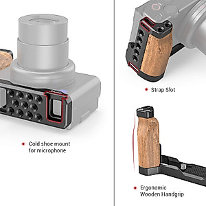 SMALLRIG L-Shape Bracket Wooden Grip with Cold Shoe for Sony ZV1 Digital Camera - 2936