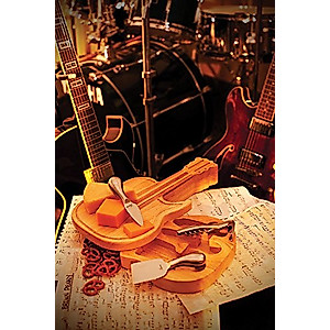 TOSCANA - a Picnic Time brand Guitar Cheese Board & Knife Set, Novelty Charcuterie Board Set with Cheese Knifes, Cheese Boards Charcuterie Boards, Serving Platter, (Bamboo)