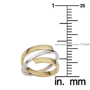 Kooljewelry 10k Two-tone Gold High Polish Stylish Bypass Ring (size 7)