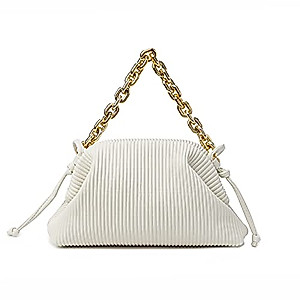 KingTo Shoulder Clutch Purse Handbag for Women Designer Small Dumpling Chain Pouch Bag Soft Ruched Crossbody Bag
