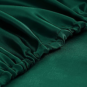 Homiest 4pcs Satin Sheets Set Luxury Silky Satin Bedding Set with Deep Pocket, 1 Fitted Sheet + 1 Flat Sheet + 2 Pillowcases (Queen Size, Blackish Green)