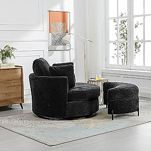 Oversized Swivel Accent Barrel Chair with Storage Bench Large Ottoman+4 Pillows,Comfy Upholstered 360 Recliner Sofa Club Chaise Leisure Round Loveseat Lounge Armchair for Living Room/Hotel/Nursery