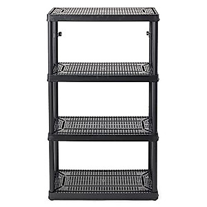 Gracious Living 14'' x 32'' x 54.5'' 4-Shelf Fixed Height Ventilated Medium Duty Shelving Unit for Home, Garage, Basement, Laundry, Black (2 Pack)