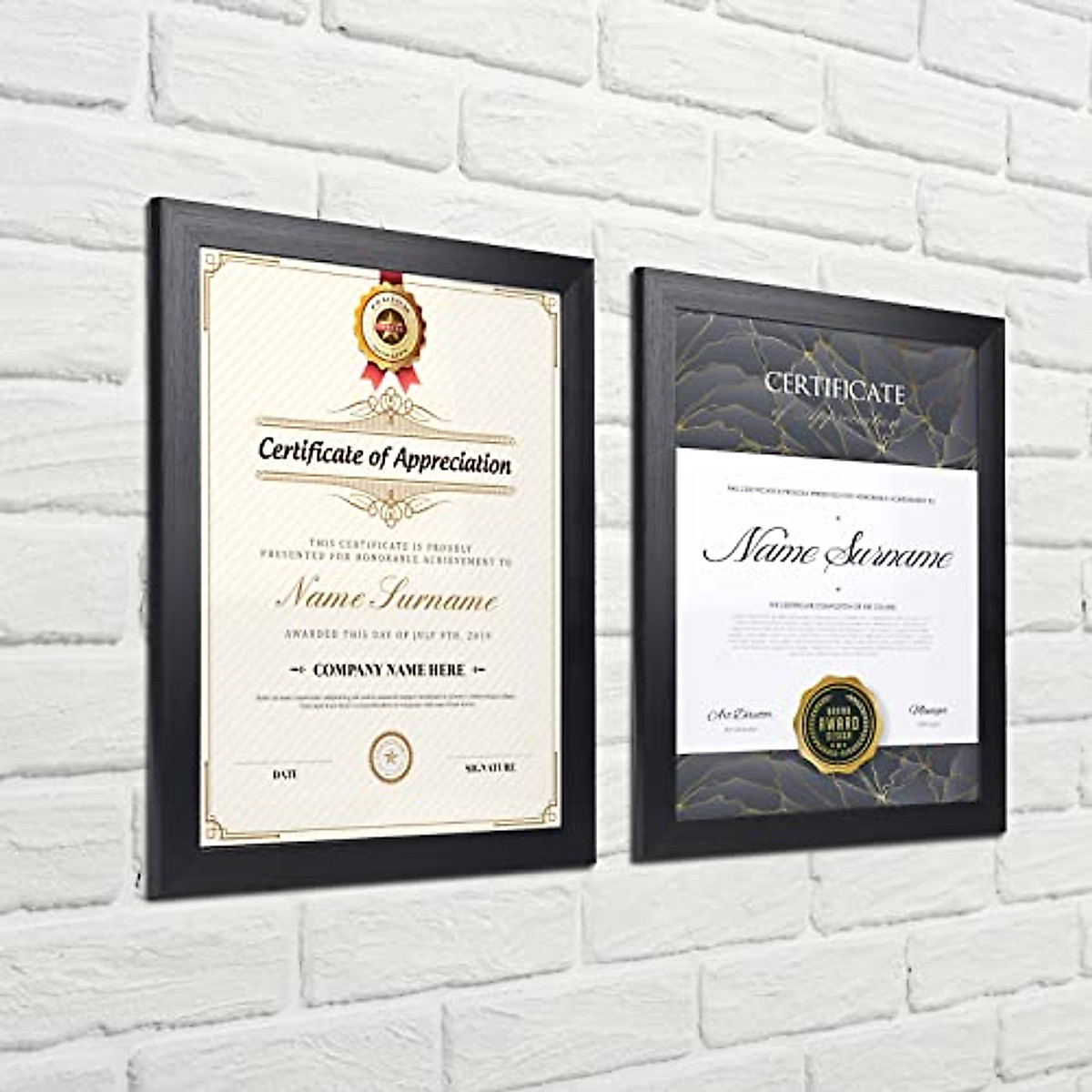 Giftgarden Black 8.5x11 Picture Frame Set of 12, Multi 8.5 x 11 Frames Bulk for Award Certificate Document Diploma, Wall or Tabletop Display