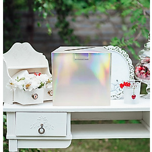 SietDESEO Card Box for Party Iridescent Card Box Raffle Box Gift Card Box Holder for Birthday Party Wedding Reception Baby Shower Bridal Shower Money Card Box