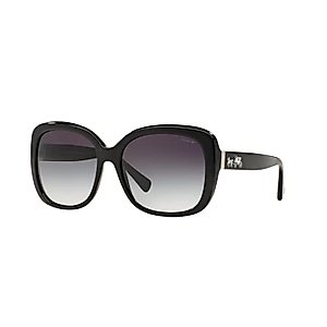 COACH Woman Sunglasses Black Frame, Grey Gradient Lenses, 58MM