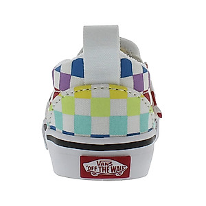 Vans Kids Baby Girls Slip-On V (Infant/Toddler) (Checkerboard) Rainbow/True White 10 Toddler