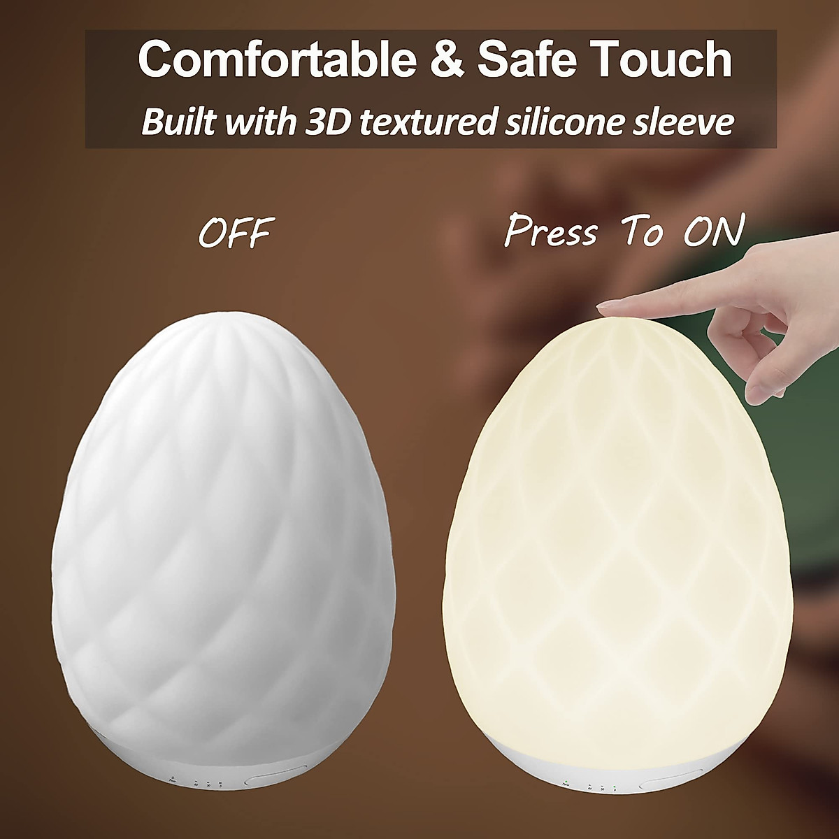 Vovoly Rechangeable Baby Night Light, Large Egg Lamp with Long lasting Battery - Multi-color Cycling- Timer &Touch Control, Battery Powered and Operated Nursery Led Light