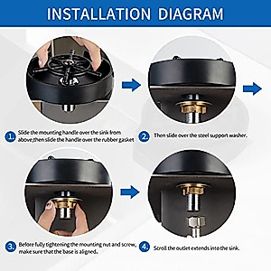 FOHEEL Faucet Glass Rinser for Kitchen Sinks, Kitchen Sink Faucet Bottle Washer,Faucet Glass Washer Cleaner Accessories,Quick Rinser for Baby Bottle,Bar Black