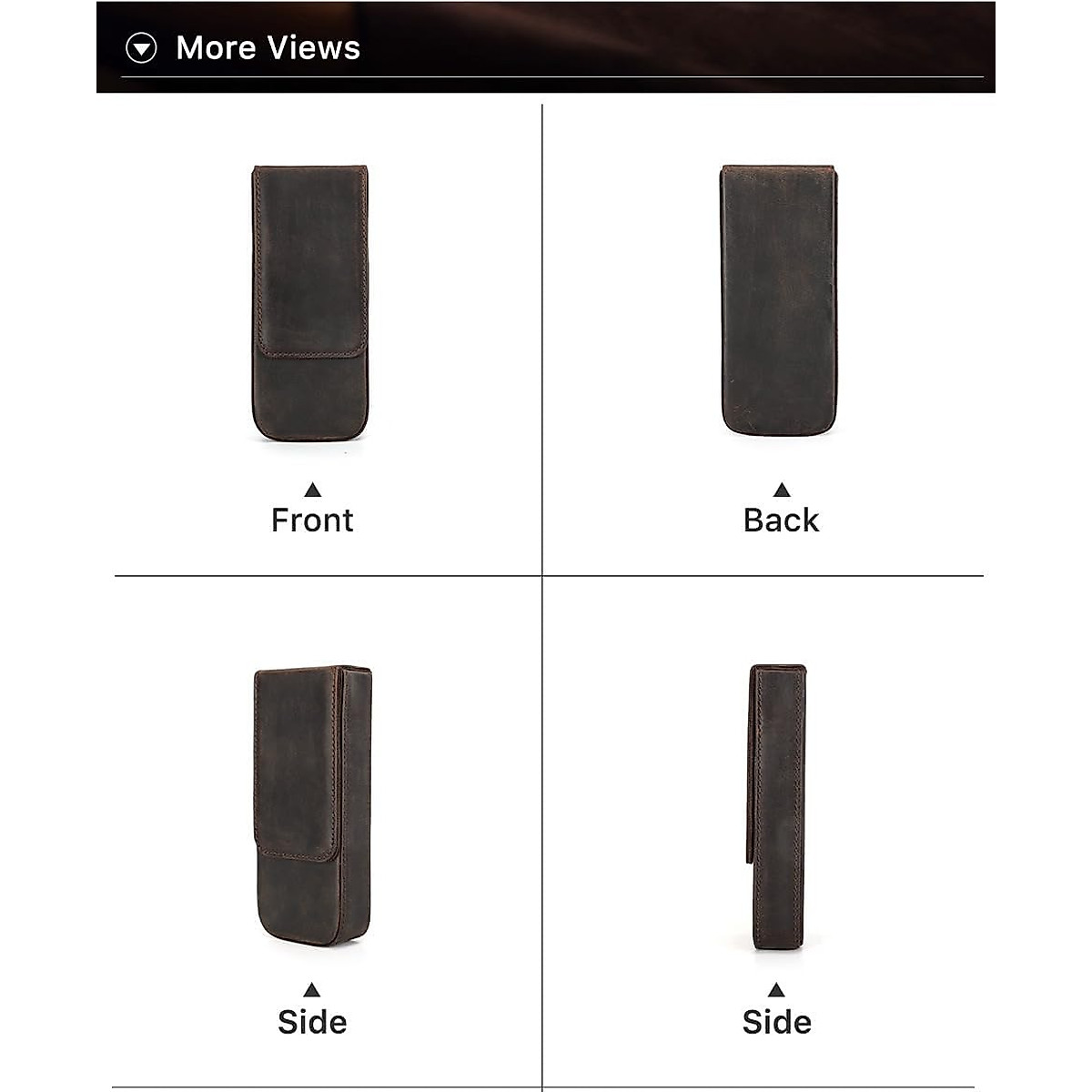 3/12 Leather Pen Case Pack Handmade Drawer Style Detachable Magnetic Pen Case (3 BROWN)…