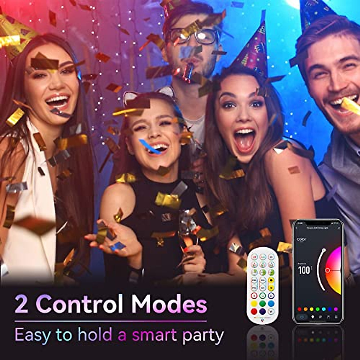 Led Strip Lights, 16.4ft Smart Lights with App Remote Control, RGB Color Changing Led Lights for Bedroom, Home, TV, Parties and Christmas Decoration