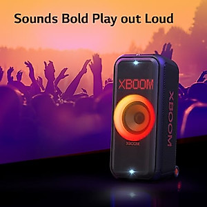 LG XBOOM XL7 Portable Tower Speaker with 250W of Power and Pixel LED Lighting with up to 20 Hrs of Battery Life,Black