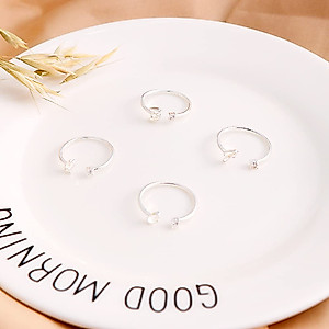 OEMOO Stainless Steel Rings for Women, Adjustable Initial Art Letter Rings Knuckle Rings, Stackable Alphabet Rings s（G）