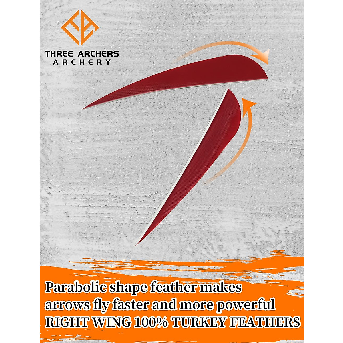 THREE ARCHERS 40 PK Arrow Feather Fletching 4” Nature Turkey Feather for Archery DIY Arrows (red)