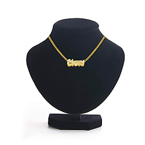 BAUMA AUTO Double Plated Name Necklace Personalized Custom Nameplate Pendant Necklace Personalized Name Jewelry for Women Men Birthday Gifts (Gold-7)