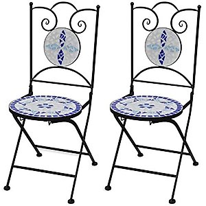 Folding Metal Bistro Chair, Outdoor Patio Furniture Weather Resistant Garden Chairs, Sets of 2
