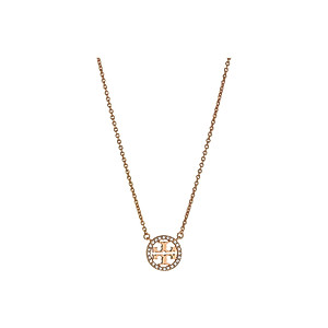 Tory Burch Crystal Logo Delicate Necklace Rose Gold/Crystal One Size