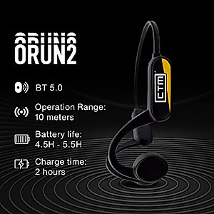 CTM ORUN2 Wireless Bone Conduction Headphones BT Open-Ear Sport Headphones - Sweat Resistant Lightweight | by Clear Tune Monitors