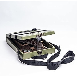 Writers Messenger Wood Box, Artist Tool and Brush Storage Box, Multifunctional Walnut Wooden Bag, Portable Wooden Handmade Craft Crossbody Postman Bag, Wood Craft Boxes for Writers or Painter (B)