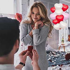 60-Piece 12-Inch Red, White, Pink Heart-Shaped Latex Balloons Set - Romantic Love Heart Balloons Decorations for Valentine's Day, Anniversary, Wedding, Bridal Shower, Propose, Birthday Party Favor