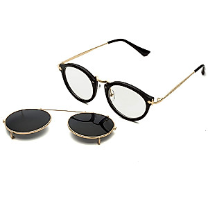 Dollger Double Lens Clip On Sunglasses Non-flip Lens Round Steampunk Style Glasses for Men Women