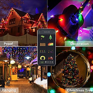Amposei 32.8Ft 50 LEDs Strawberry Christmas String Lights Outdoor Bluetooth Fairy Lights Waterproof Music Sync Twinkle Lights with Phone APP Remote Control, Color Changing Rope Light for Party Garden