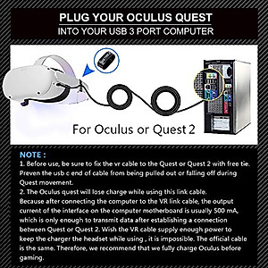 dethinton Link Cable Compatible with Oculus Quest Link Cable 16FT, VR Link Headset Cable Fast Charing & PC Data Transfer USB C 3.2 Gen1 Cable Compatible with Oculus Quest 2 Headset and Gaming PC