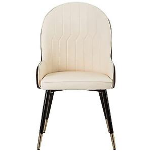 RuiSiSi Modern Dining Chairs, PU Leather Side Chair Pub Chairs French Style Kitchen Room Chairs with Comfortable Wing Back and Solid Metal Chair Legs, Set of 2, Brown