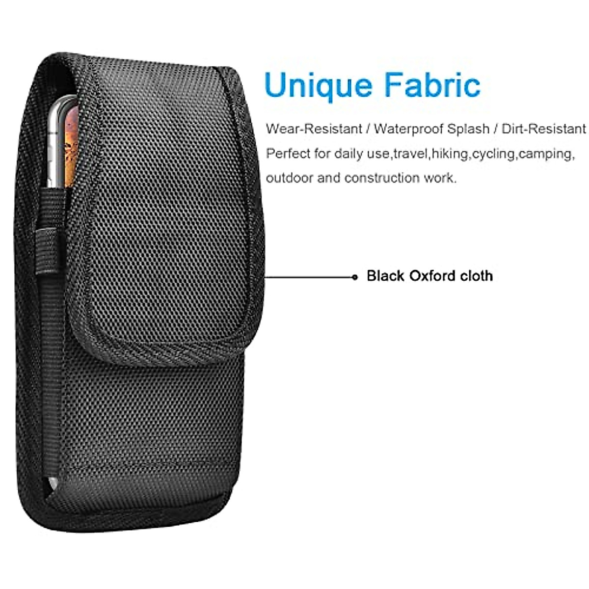 Tiflook Phone Holster for LG Wing Velvet V60 V50 V40 K92 5G K22 K51 K31 K40 K20 Stylo 5 4 3 G8X G8S G8 G7 ThinQ Q70 Heavy Duty Rugged Nylon Carrying Case Pouch with Belt Clip Loops Card Holder, Black