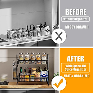 Famhap Bathroom Counter Organizer, Bathroom Organizer Countertop with Side Basket, Kitchen Countertop Organizer, Metal Spice Rack Organizer, Black 13.8"x7"x12.6"