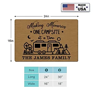Magimagine Custom Making Memories Camping Door Mat with Family Name,Personalized Camper Doormat,Camping Signs for Campers,Rv Rugs Travel Trailer Accessories Decorations Insid Outside 30*18 Multi5