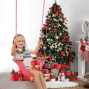 JKsmart Swing Seat for Kids Heavy Duty Rope Play Secure Children Swing Set,Perfect for Indoor,Outdoor,Playground,Home,Tree,with Snap Hooks and Swing Straps,440 lbs Capacity,Pink