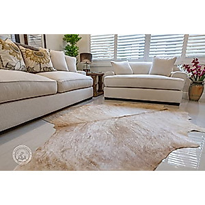 Genuine Exotic Beige Palomino Cowhide Rug 6 x 7-8 ft. 180 x 240 cm