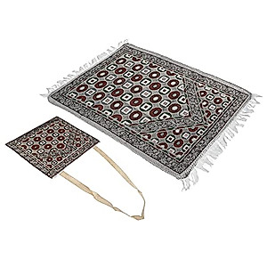 Muslim Rug with Bag Prayer Pilgrimage Blanket Islamic Worship Mat Teaching Supplies Cotton Yarn