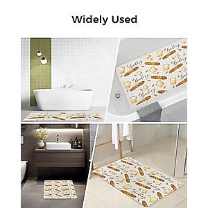 Briskdecor Dessert Baking Tile Bread Baguette PVC Loofah Shower Mat 40x16 inch, Non Slip Comfortable Bathtub Mat Quick Drying Bath Mat with Drain for Tub, Shower, Bathroom
