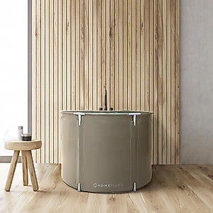 Portable Bathtub with Tray (Small) by HOMEFILOS, Ice Bath and Cold Plunge for Athletes, Japanese Soaking Hot Tub (Non Inflatable, Adult Size) for Shower Stall