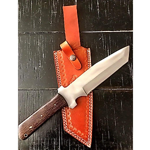 13" Tactical Knife 100% Hand Forged Full Tang Hunting Knife with Walnut Wood Handle D2 Steel Blade Perfect for Camping, Hunting, Indoor, Outdoor Activities