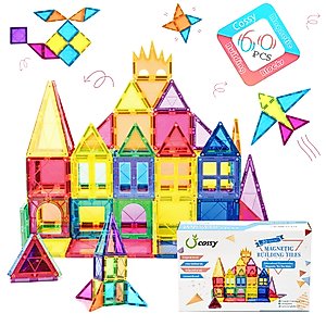 cossy 60 Pcs Magnet Tiles Magnetic 3D Building Blocks Set Educational Construction Toys for 3+ Year Kids with Stronger Magnets, Rivets-Fastened, Educational,Recreational, Conventional