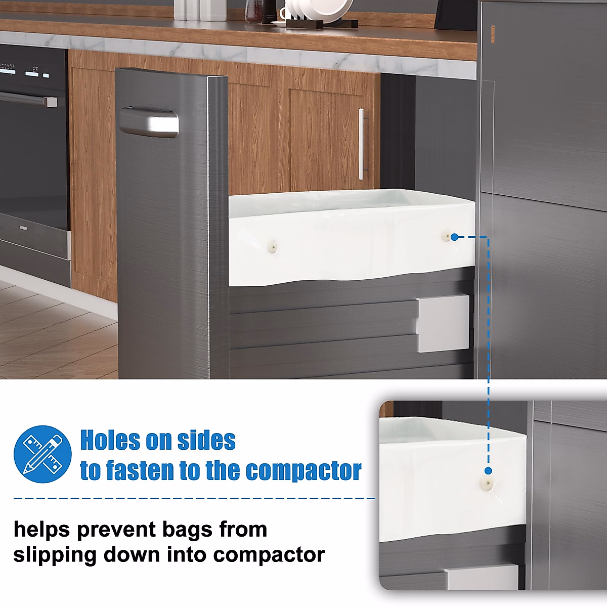 Miumoon 60-pack W10165294RB Trash Compactor Bags, 15-Inches, 2.6 mils Thickness, Fits 15-inch Rectangular Drawer Compactors, Compatible with whirlpool, kenmore, kitchenaid, Eco-Friendly - White