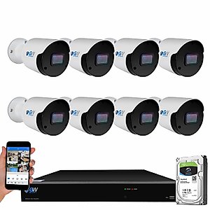 GW Security Smart AI 16 Channel H.265+ PoE 12MP NVR UltraHD 4K (3840x2160) Security Camera System with 8 x 4K (8MP) 2160P Face Recognition/Human/Vehicle Detection Outdoor Microphone Bullet IP Camera