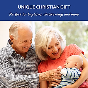 Christian Baby Gift for Boy, Soft Blue Cotton Quilt Embroidered with 9 Bible Verses for Baby Shower, Baptism, Dedication, Grandson, Godson, Etc.