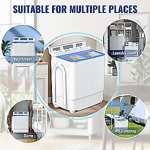 INTERGREAT Portable Washing Machine with Twin Tub, 17.6 Lbs Portable Washer and Dryer Combo, Mini Washing Machine for Camping, Dorms, College Apartments, RV, Rooms (Blue)